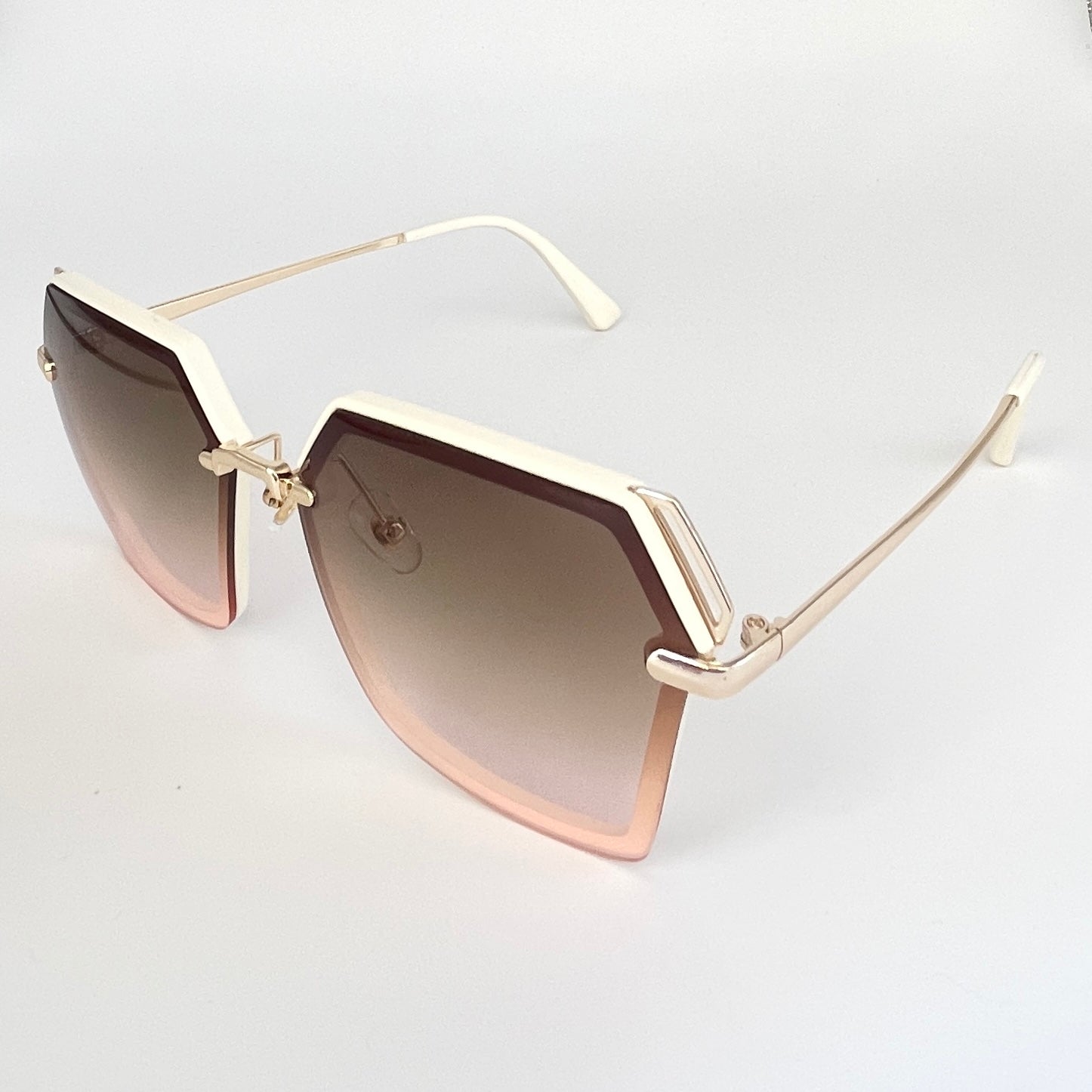 Pink & white hexagonal frame sunglasses with ombre lens – Chili fashion ...